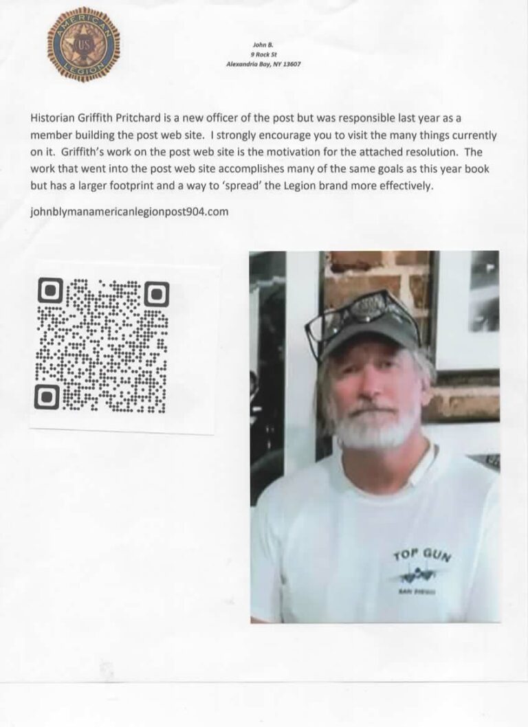 Historian: Griffith D Pritchard - John B. Lyman American Legion Post 904